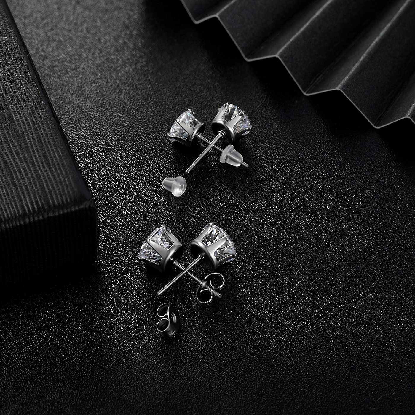 6 Pairs Stainless Steel Stud Earrings Set,Stainless Steel Hypoallergenic Cubic Zirconia Earring Stud earrings Set(6 Pairs)