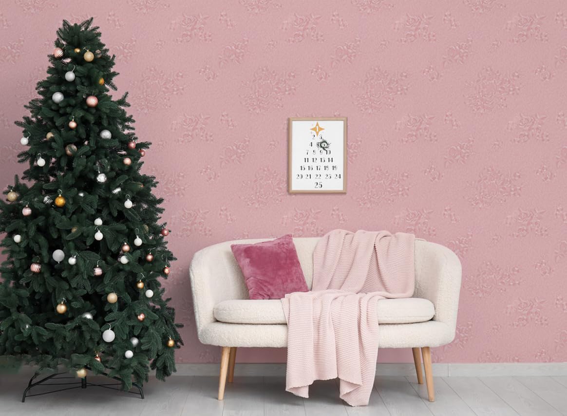 Anmon Pink Contact Paper 17.7''x118'', Peel and Stick Wallpaper Modern Self Adhesive Pink Wall Paper, Removable Renter Friendly Textured Pink Wall Paper for Wall,Cabinets, Drawers Home Decor