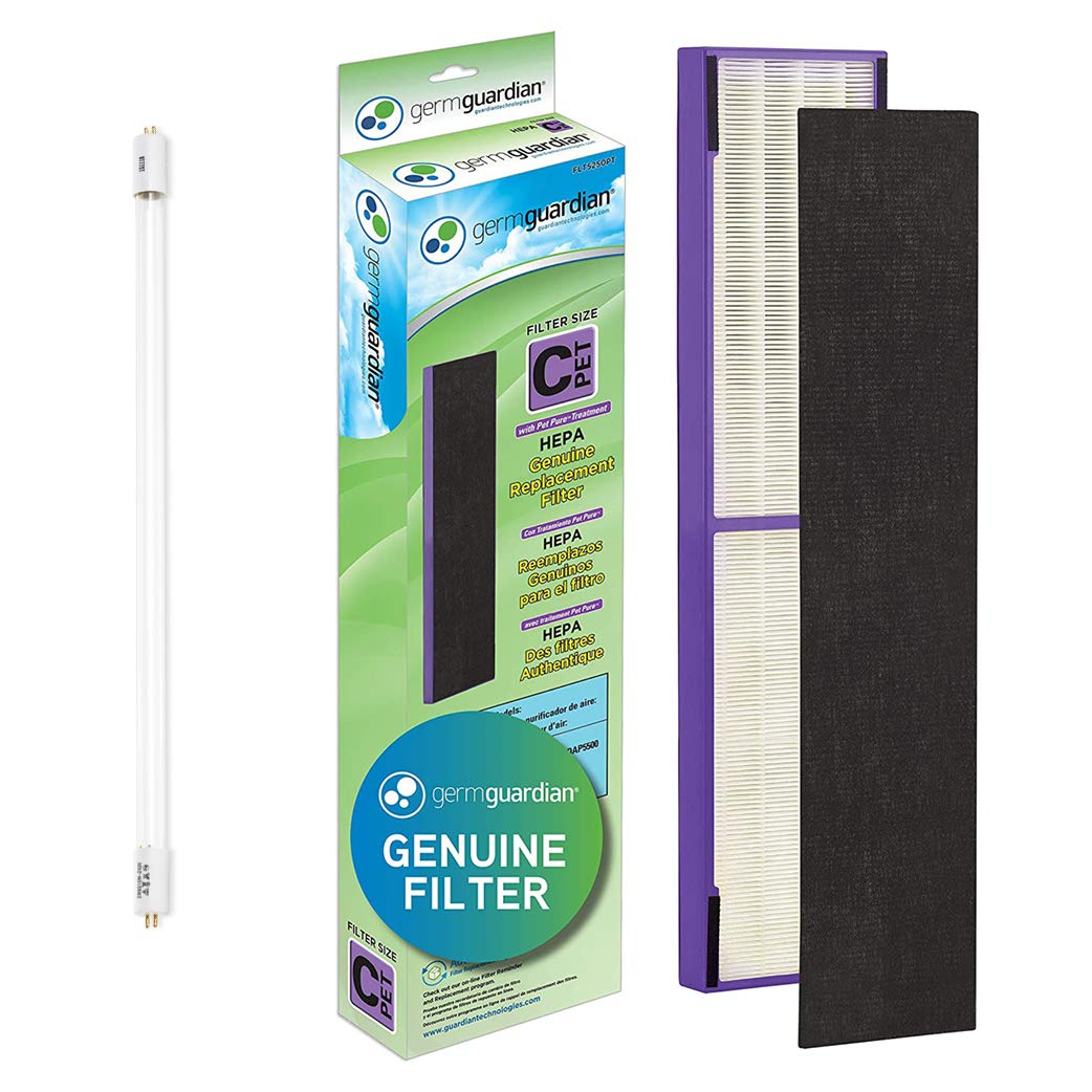 GermGuardian LB5000 Genuine UV-C Replacement Bulb with Germ Guardian FLT5250PT True HEPA Genuine Air Purifier Replacement Filter C