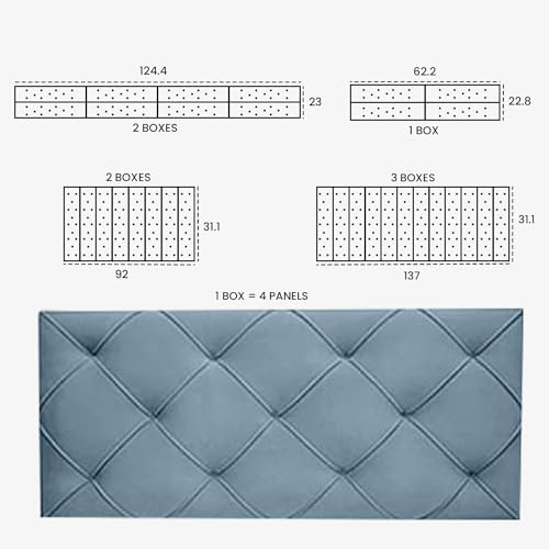 King Headboard Queen Size - Diamond Tufted Twin Headboard - Upholstered Queen Bed Wall Headboard Full- Peel & Stick Headboards Panels Queen Size - Diy headboard King Only- Wall Mounted Bed Headboard