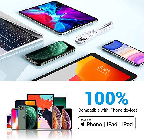 Novtech iPhone Charger Cord -MFi Certified 3Pack 6FT iPhone Cord, 2.4A Fast Charging Cable, USB to Lightning Cable for iPhone 14 Plus 13 12 11 Pro Max Mini SE XR Xs X 8 7 6 6S iPad AirPods, White
