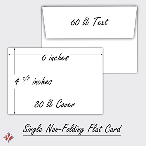 Heavyweight Blank White Flat Note Cards and Envelopes - Great for Announcements, Invitation, Thank You, Greeting, Printing Holiday Cards | 4 1/2β x 6β (A6) | 50 Sets Per Pack | Not a Fold Over Card