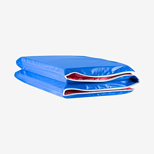 KinderMat, 1" Thick, 4-Section Rest Mat, 45" x 19" x 1", Red/Blue with Grey Binding, Great for School, Daycare, Travel, and Home, Made in The USA