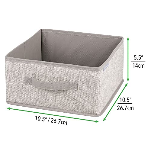 mDesign Soft Fabric Closet Organizer Box with Front Pull Handle for Shelves in Bedroom, Bathroom, Home Office - Holds Clothing, Linens, Accessories - Lido Collection - 8 Pack - Linen/Tan