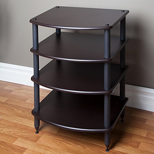 Pangea Audio Vulcan Four Shelf Audio Rack, Media Stand, and Components Cabinet 4 Shelf Black