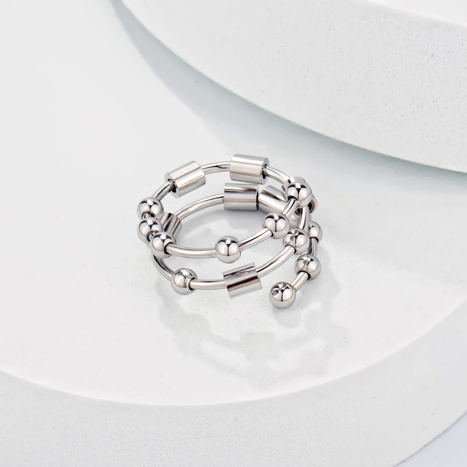 AINILOVE Morse Code Ring Stainless Steel Spinner Ring Bead Fidget Ring Stress Relieving Anxiety Ring Inspirational Morse Code Jewelry Gifts (I am Enough)