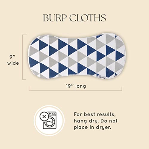 Dodo Babies 5-Pack Baby Burp Cloths - Soft, Absorbent Cotton Burp Cloths - Includes Pacifier Case and 2 Pacifier Clips - Colors: Black, Blue and Grey
