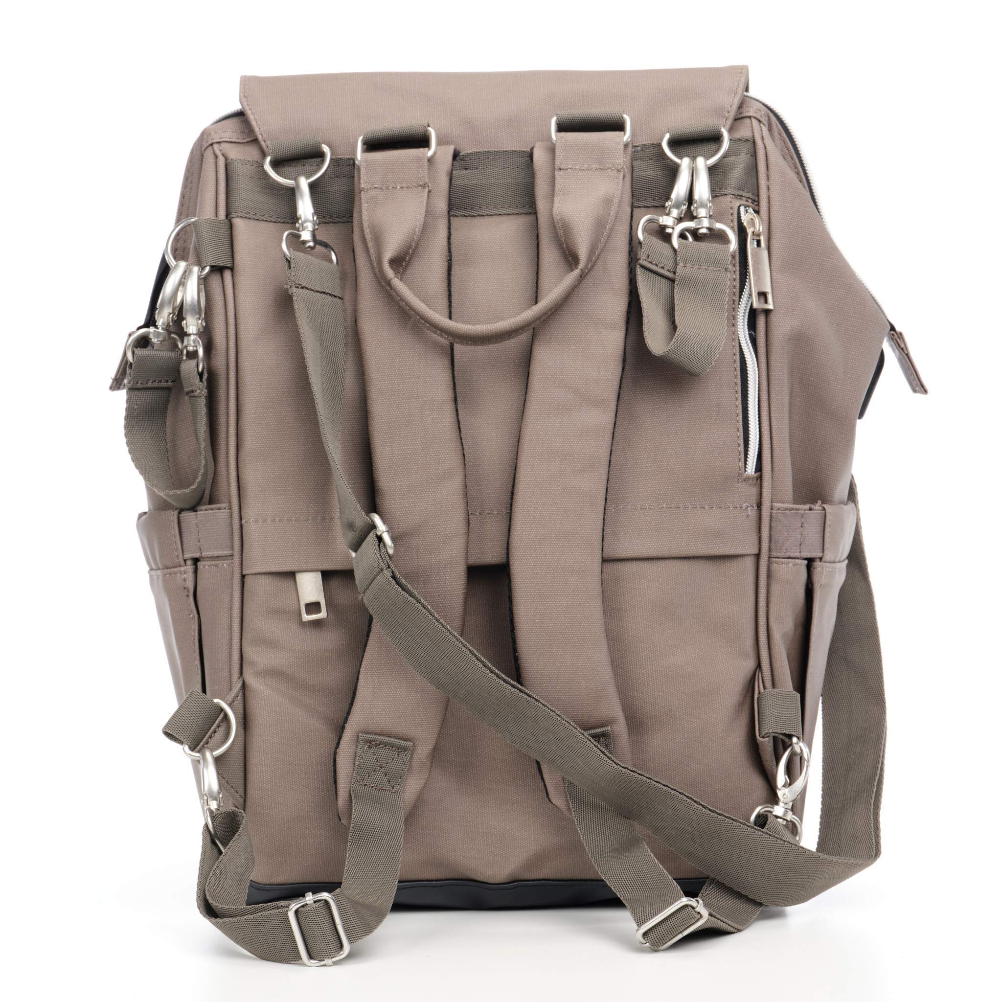 The Kennedy Diaper Bag Backpack for Mom or Dad with Stroller Straps, Baby Changing Pad & USB Hub, Neutral (Grey)
