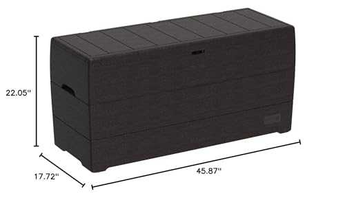 DuraMax 71 Gallon Outdoor Furniture Organizer Storage Box Bench with Wheels and Side Handling Grip for Patio, Deck, and Garden, Brown