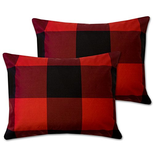 Sweet Home Collection Comforter Set 4 Piece Buffalo Check Plaid Design Soft and Luxurious All Season Warmth Down Alternative Reversible to Solid Color with 2 Shams & Throw Pillow, King, Burgundy