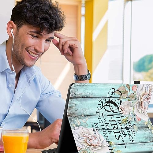 Case Compatible with Amazon All-New Kindle Fire 7 Tablet (2022 Release-12th Generation) Latest Model 7,Slim Fit Foldable Standing Cover Case with Auto Sleep/Wake,Philippians 4-13 Flower Board
