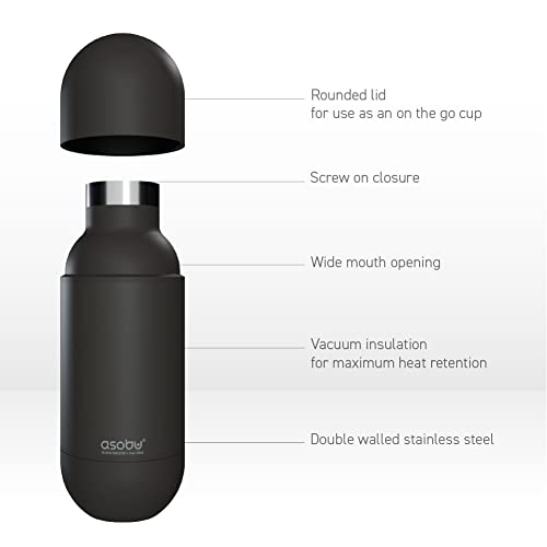 Asobu Orb Stainless Steel Double Wall Insulated Travel Water Bottle β Lid Doubles as a Cup 14 Ounce (Turquoise)