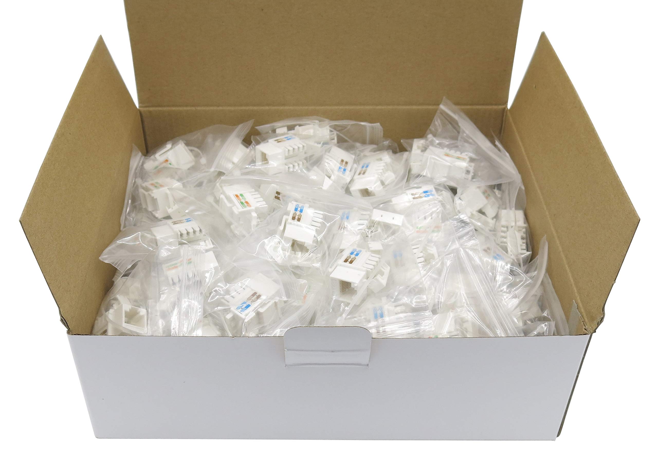 CNAweb Cat5e RJ45 Modular Keystone Jack, 110 Style, White - Box of 100