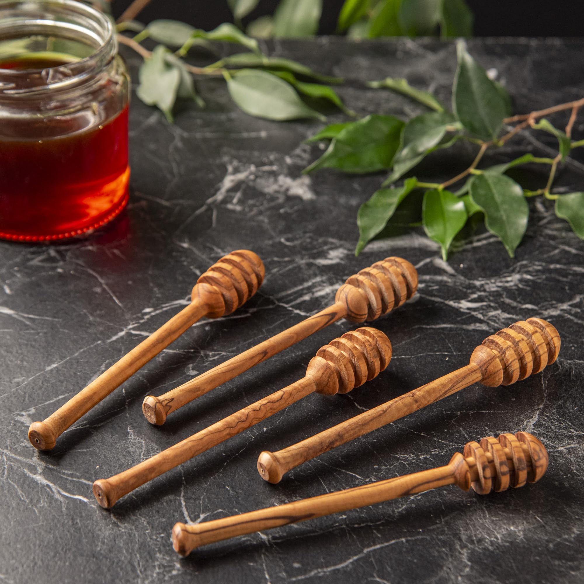 Honey Dipper, Olive Wood Honey Stick, Handcrafted Honey Spoon 6-Inches (6 Inch)