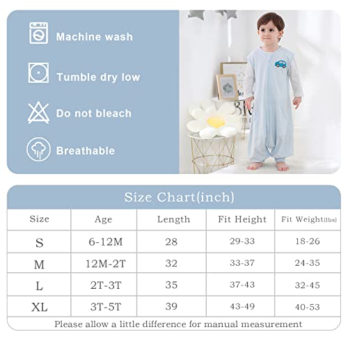 HOMEAL Toddler Sleeping Bag with Legs,Wearable Blanket ,Weighted Sleep Sack Baby 6months-5T, S-XL (Blue, 2T-3T)