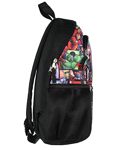 Avengers Spider-Man Iron Man Captain America Hulk 16" Book Bag School Travel Backpack With Water Bottle Pockets and Adjustable Back Straps