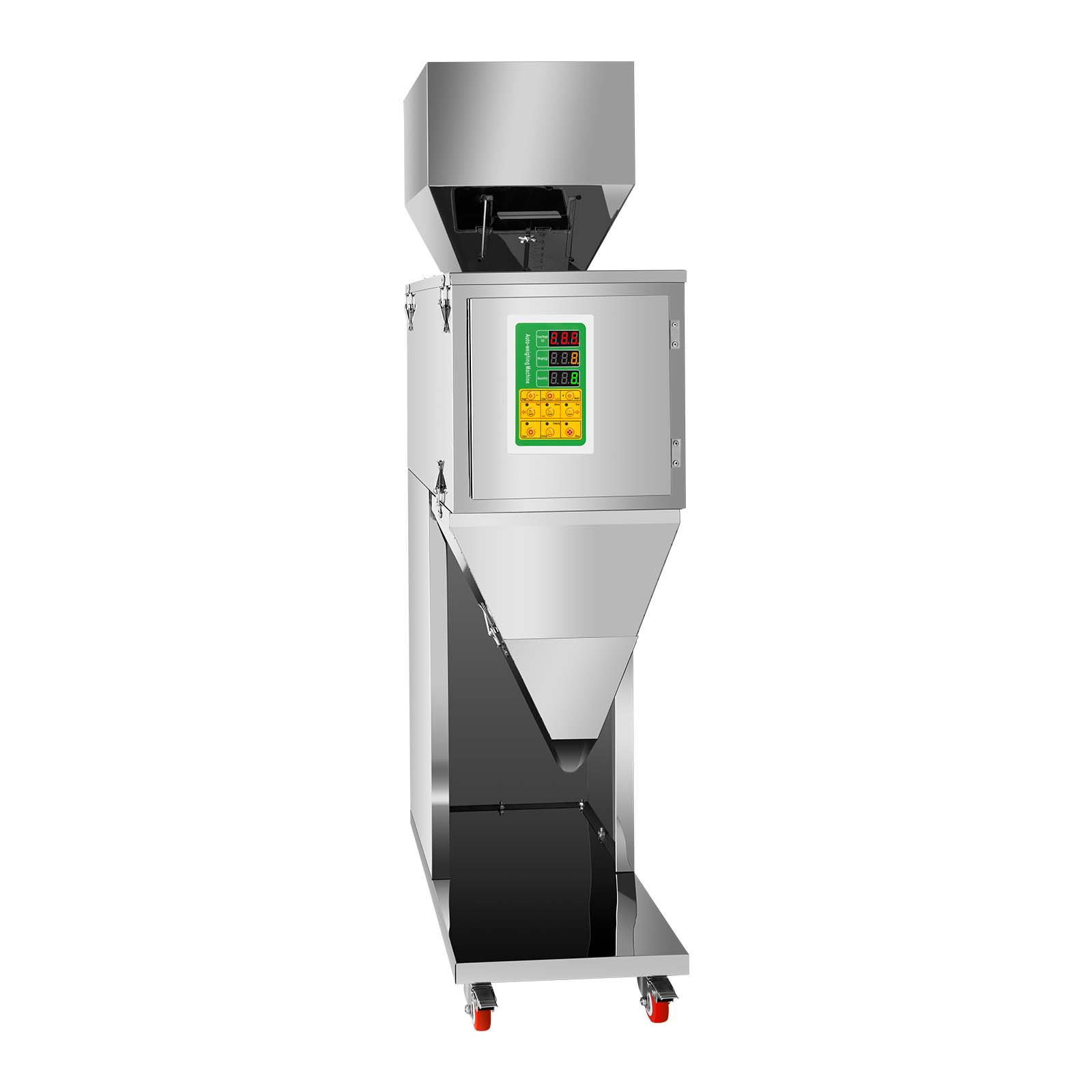 JAYGOVAN 10-999g Particle Filling Machine Automatic Filler Machine Stainless Steel Weighing Filling Machine with Foot Pedal 8 Speed Adjustable Powder Filler Particle Dispenser for Tea Seeds Grains
