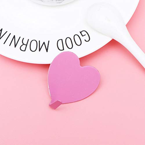 NUOBESTY Coat Hooks Wall Mounted Coat Rack Closet Hooks Heart Shaped Multifunctional Self Adhesive Door Hook Hanger Home Organizer Tool Pink