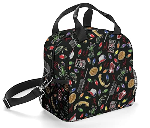 CHSSONG Insulated Lunch Bag Stranger ST Dinner Bag Lunch Box Leakproof Cooler Portable Handbag Reusable Thermal Tote Bag For School Office Picnic, ST-Black, 25.5x22.5x16.5cm(10x8.9x6.5inch)
