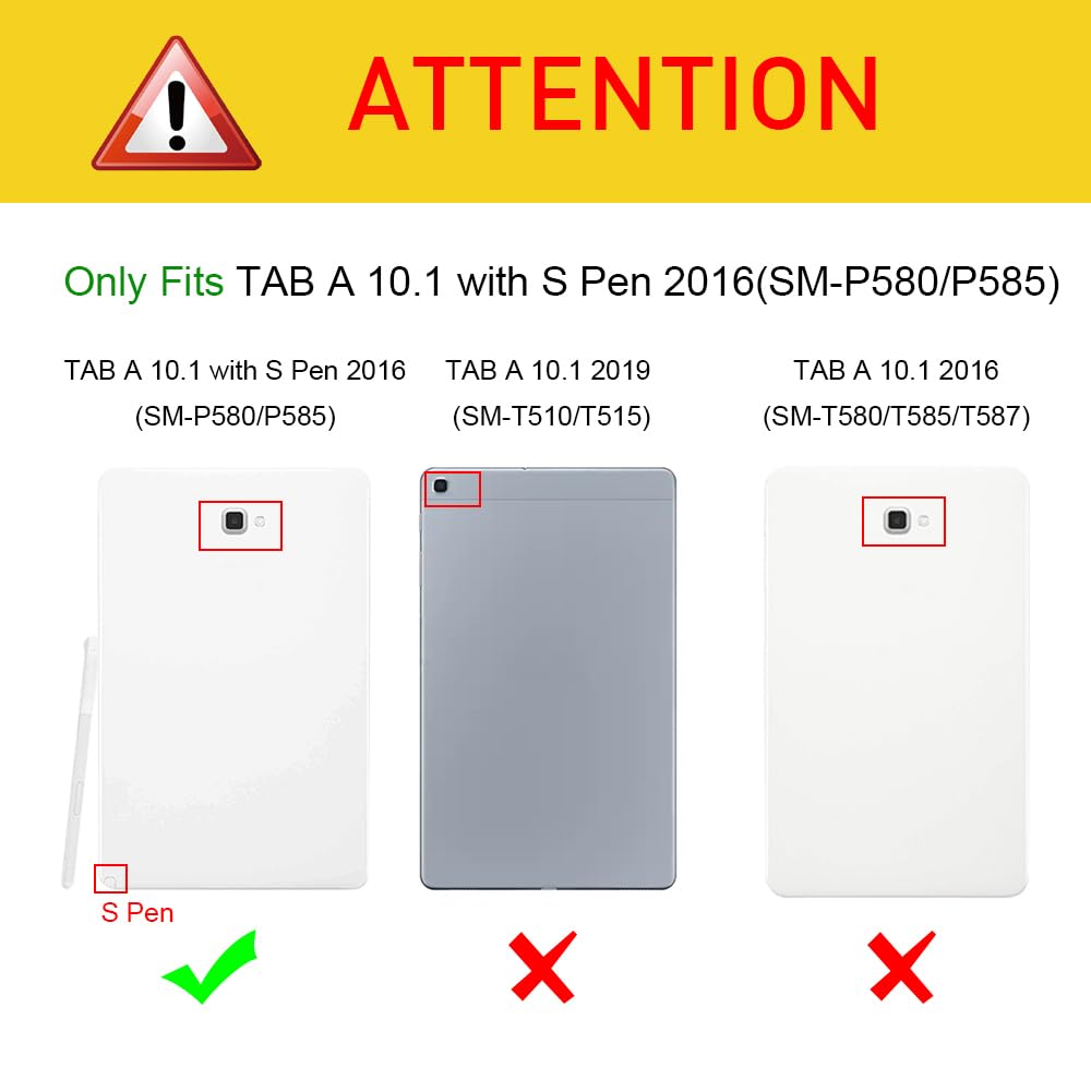 Fintie Slim Case for Samsung Galaxy Tab A 10.1 with S Pen 2016 10.1 Inch (Model SM-P580/P585), Ultra Lightweight Protective Stand Cover Auto Sleep/Wake, Black