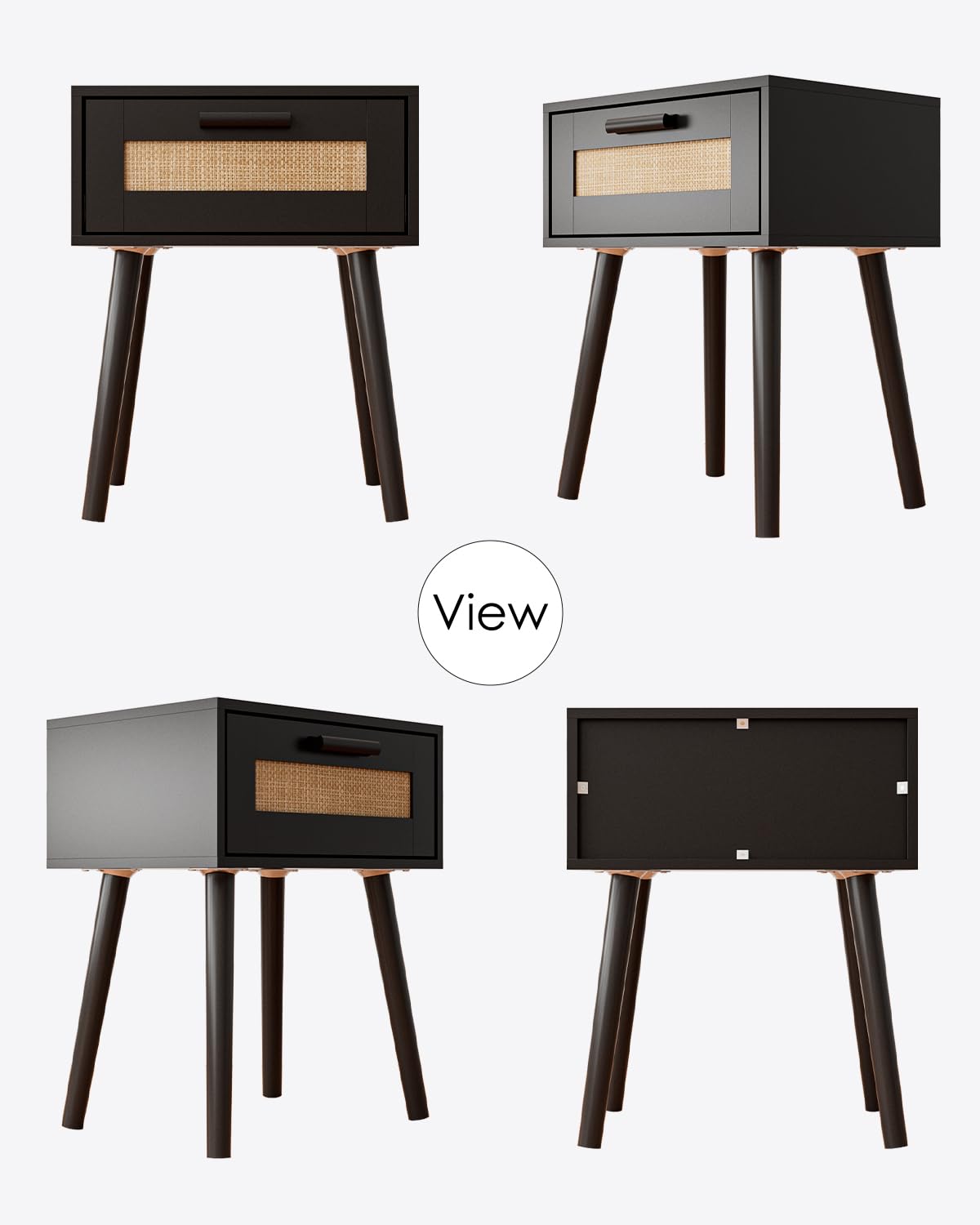 Aobafuir Wood Nightstand, Night Stand for Bedroom, Bedside Table with Drawers, Farmhouse End Table with Storage for Living Room (Bohemian)