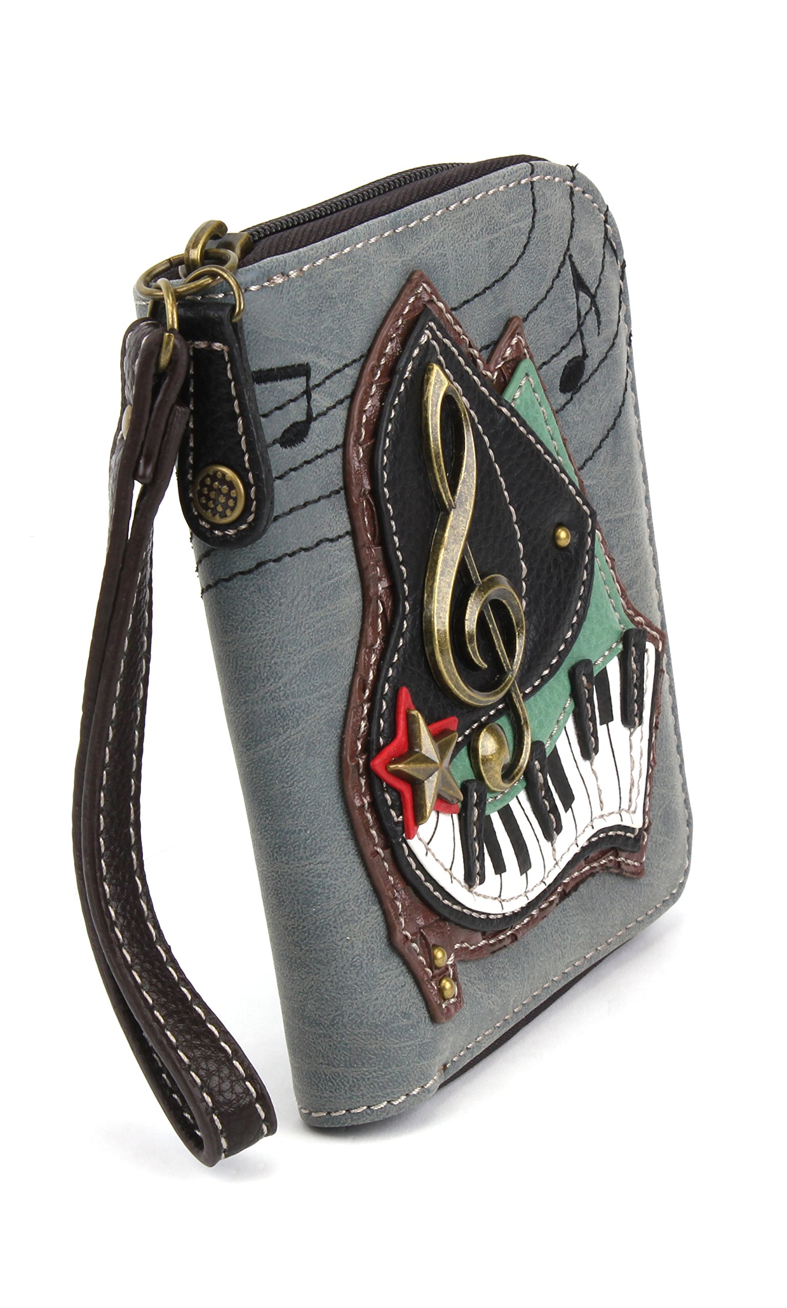 CHALA Handbags- Zip Around Wallet, Wristlet, 8 Credit Card Slots Sturdy Coin Purse for women (Piano Indigo)
