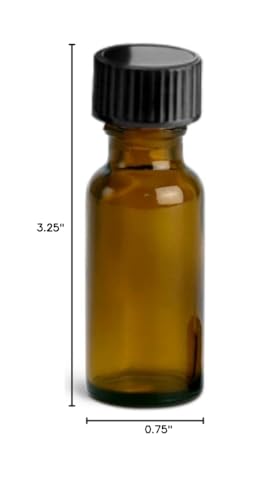 Premium Amber Glass Boston Round Bottles, 1/2 oz (15ml) Capacity - Durable, UV-Protective 5-Pack with Leak-Proof Black Cone-Lined Caps - Perfect for Essential Oils - Perfumes