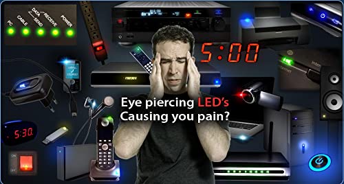 50-80% Light Dimming Stickers Original - LED Light Cover - Blocking 50-80% of LED Light / Light Dimming Sheets for Routers, Electronics, TV's, Game Consoles, Computers, Appliances and More, Black