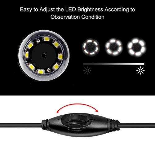 USB Microscope,1000x Magnification Endoscope, 8 LED USB 2.0 Digital Microscope, Mini Camera with OTG Adapter and Metal Stand, Compatible with Mac Window 7 8 10 Android Linux (Black)