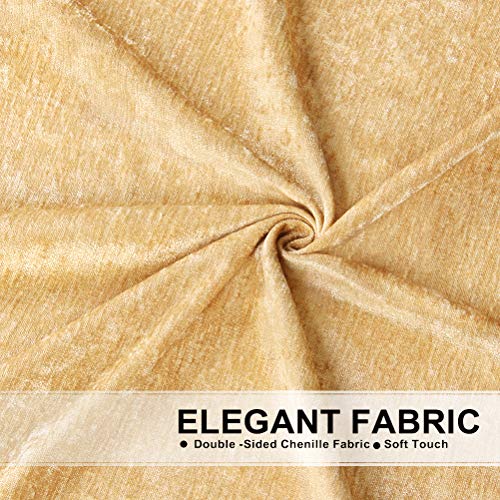 ELKCA Thick Chenille Waterfall Swag Valances for Living Room Gold Valance Window Curtains for Kitchen,Pack of 2 (Gold, 30" W x 22" L)