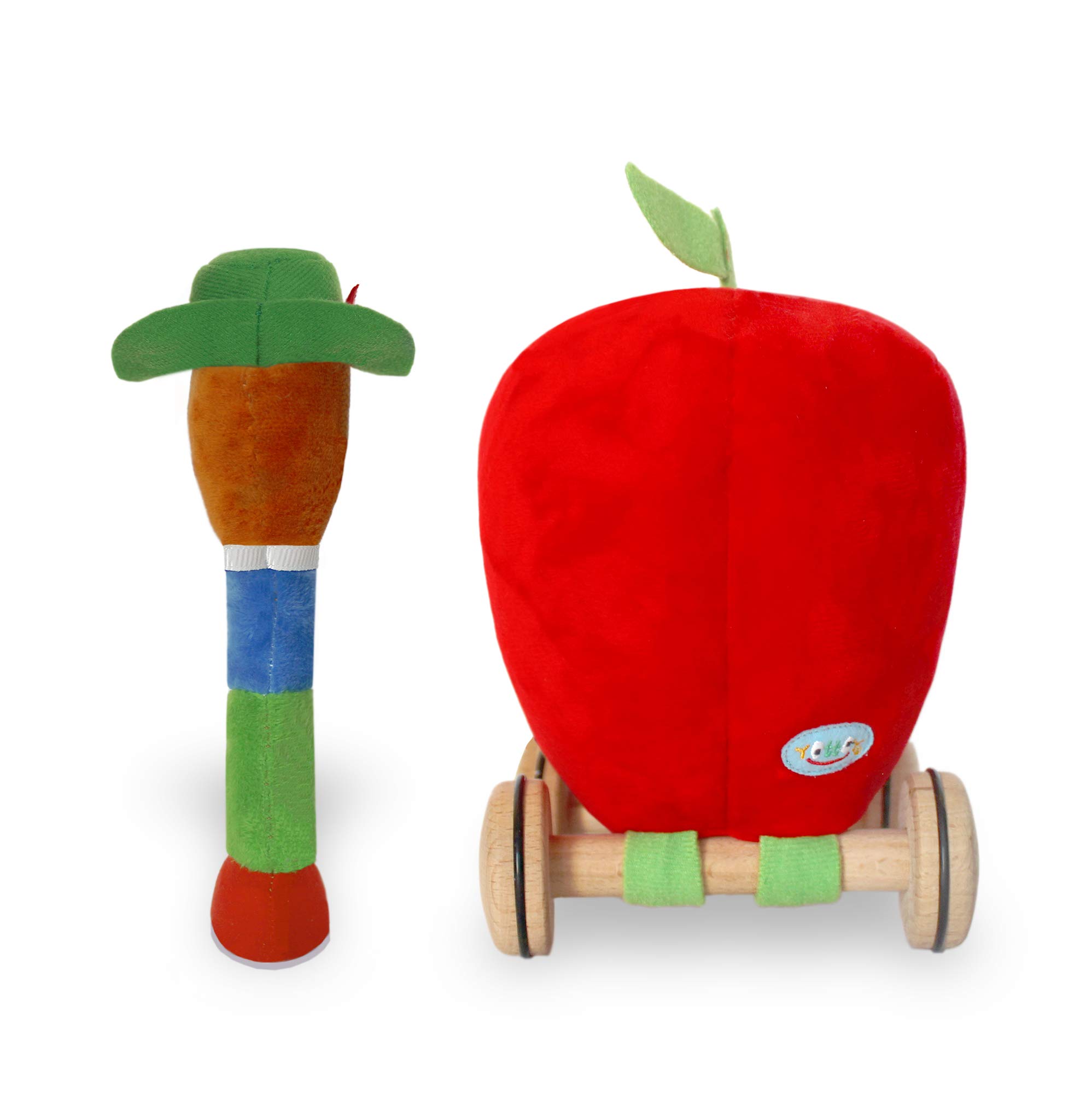 YOTTOY Richard Scarry Collection | Lowly Worm Soft Toy with Busytown Applecar – 2 in 1 Toy