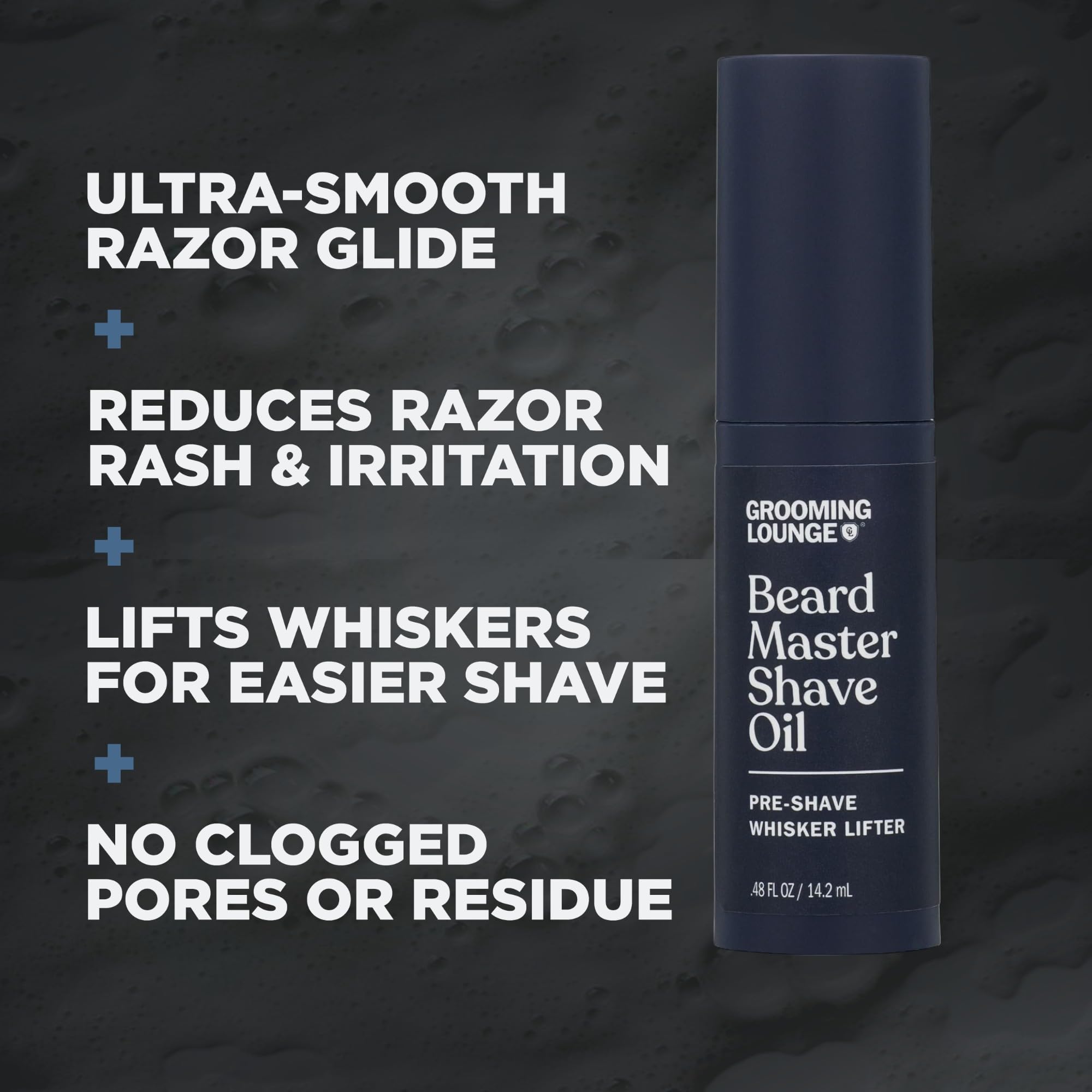 Grooming Lounge Beard Master Shave Oil - Eliminates Razor Drag and Burn - No Clogged Pores or Residue - Can be Used Solo or With a Cream - Translucent Solution - No Parabens - Cruelty Free - .5 oz