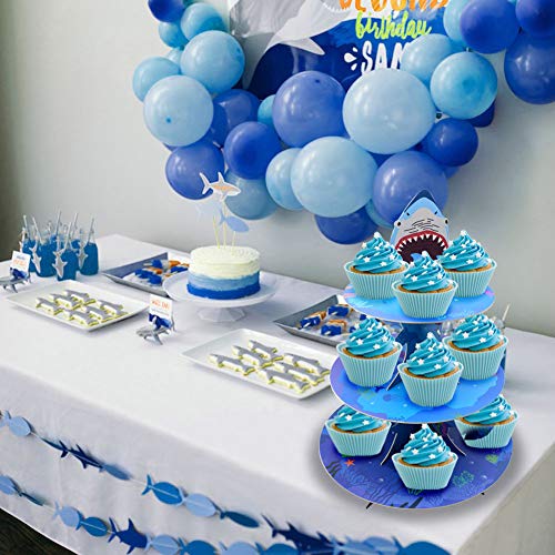 Cardboard Ocean Shark Cake Stands 3 Tire Cupcake Stands Mini Cake Stand Reusable Kid Birthday Baby Shower Party Supplies Dessert Standā¦