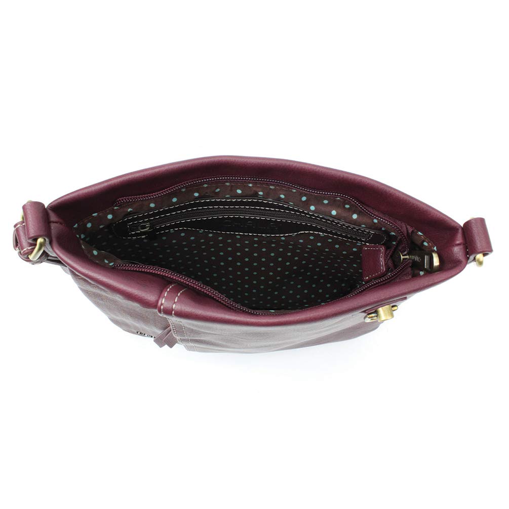 CHALA Laser Cut Crossbody Faux Leather - Metal Spider - Plum