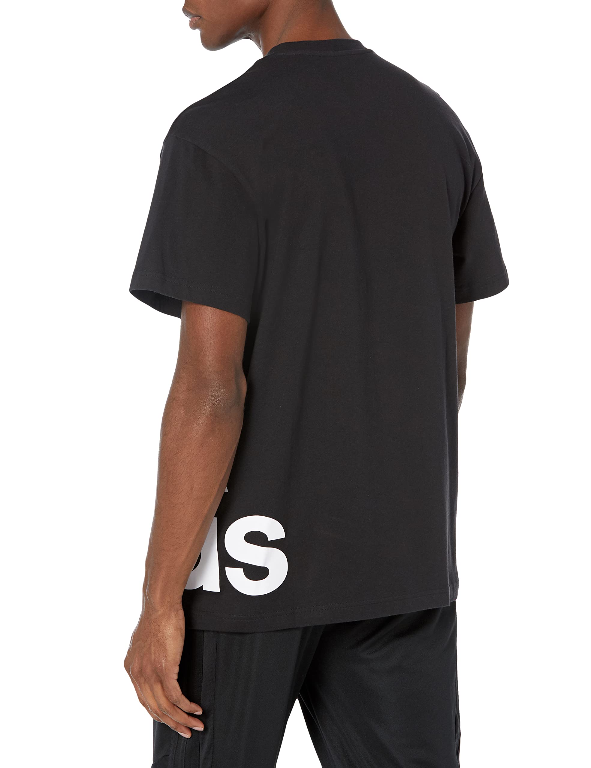 adidas Men's Essentials Giant Logo Tee, Black/White, Large