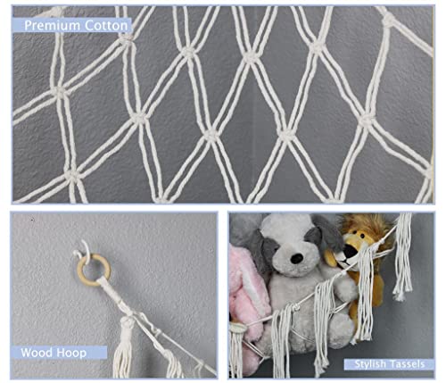 Lovely Baby Genius Stuffed Animal Net, Toy Hammock with 3 Strong Metal Hook - Macrame Stuffed Animal Hammock for Kids Room, Squishmallow Net