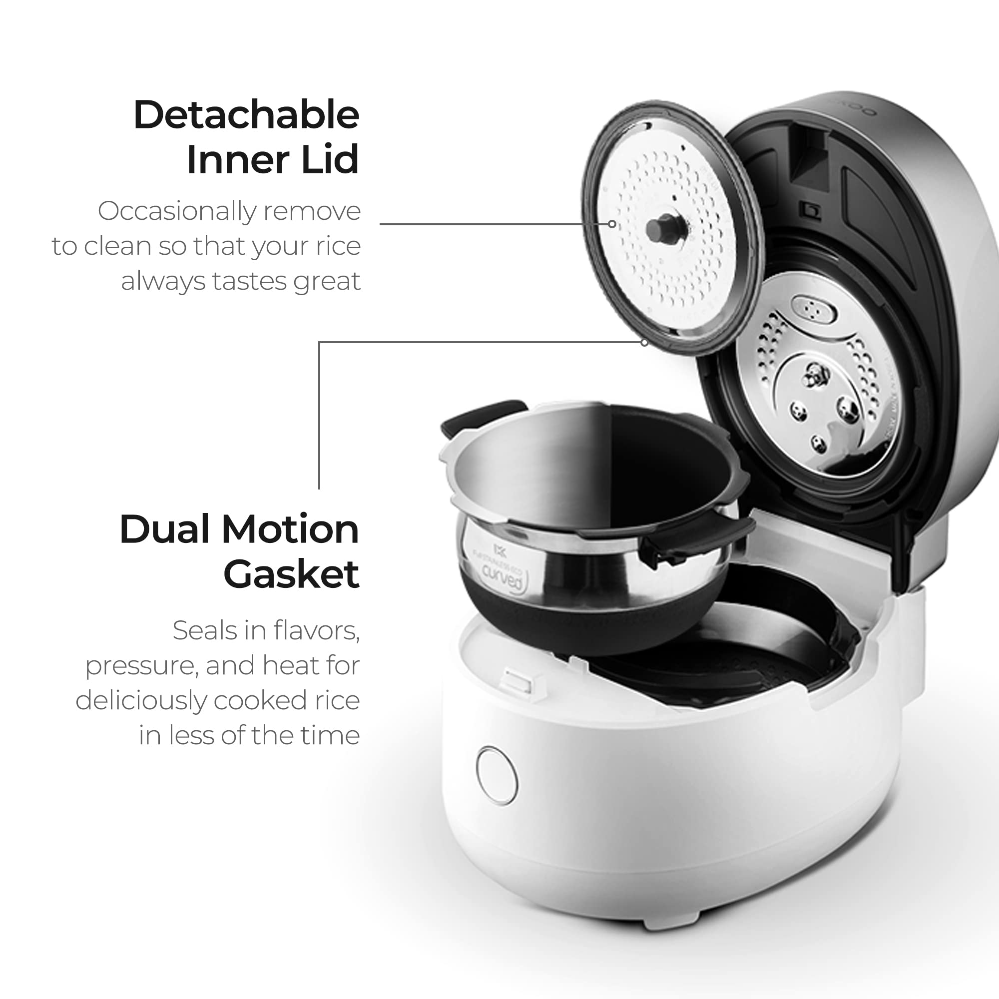 CUCKOO CRP-LHTR1009F | rice cooker 10 Cup (Uncooked) Twin Pressure Induction Heating Cooker | 16 Menu Options: High/Non-Pressure Steam & More, Stainless Steel Inner Pot, Made in Korea | White-Renewed