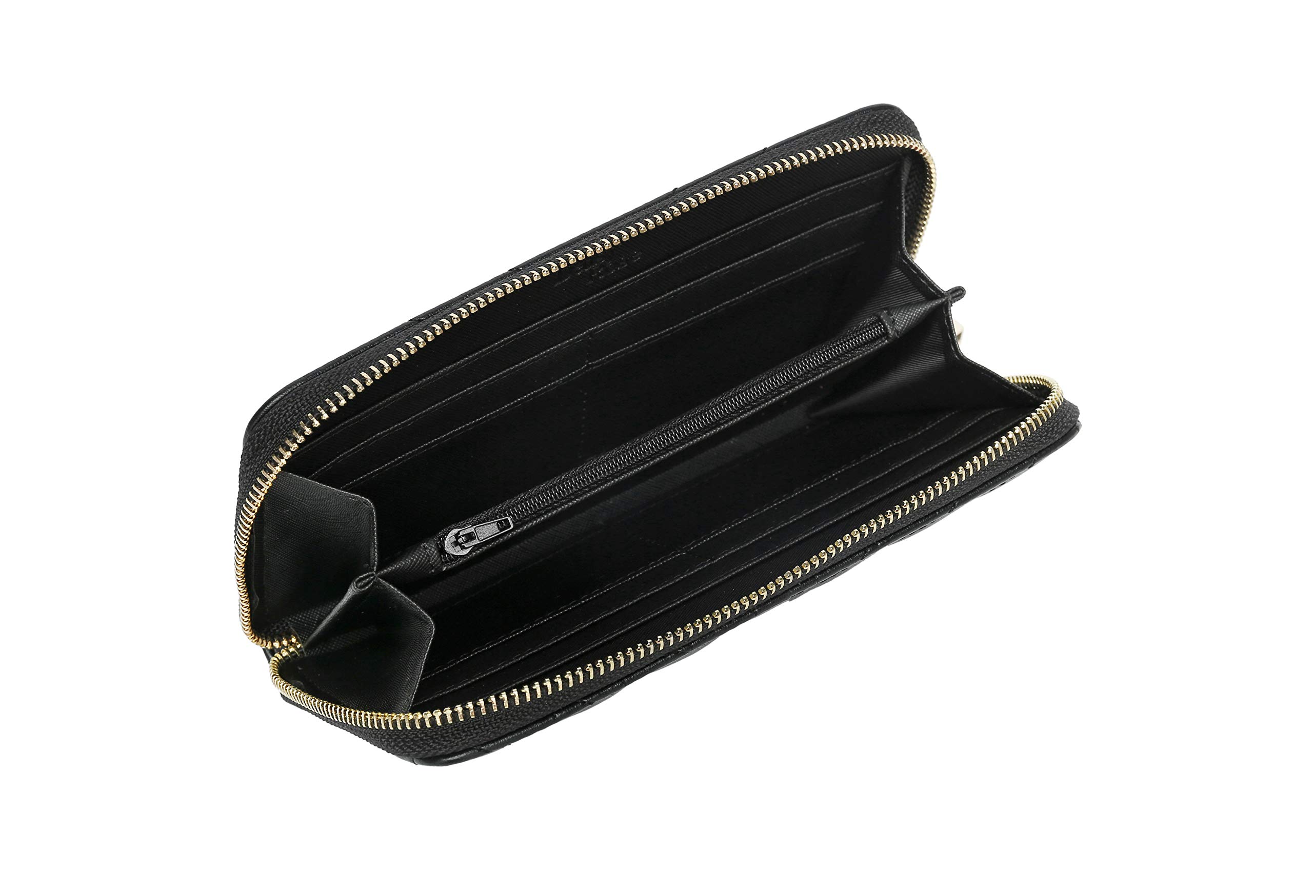 Daisy Rose Women’s Zip-Around Wallet & Phone Clutch with RFID Blocking, PU Vegan Leather (Black)