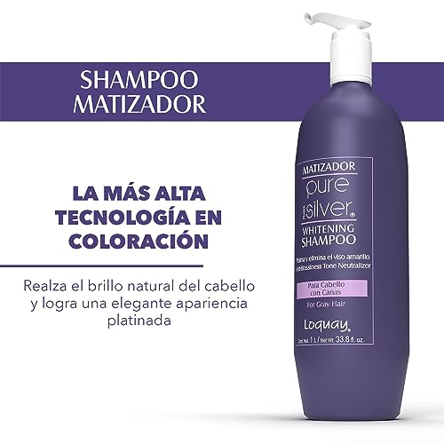 Loquay Matizador PURE SILVER Primer Whitening Shampoo 1L/ Net Wt 33.8 Oz