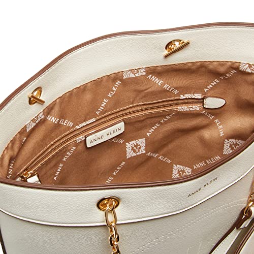 Anne Klein Mini perf Logo Tote, Anne White/Anne White/Ginger Biscuit