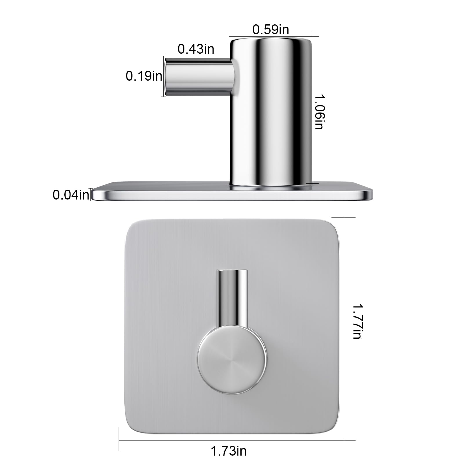 ACNISM 4 PCS Stainless Steel Sticky Hooks Heavy Duty Wall Hooks Towel Hanger Wall Holder Waterproof for Hanging Coat, Hat,Robe Hook(Silver Square Round)