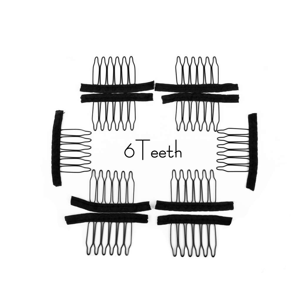 Wig Combs 60 Pcs Black Big Stainless Steel Wig Combs for Making Wigs Metal Wig Clips for Wig Caps Diy