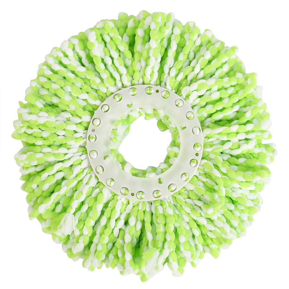 Fdit Spin Mop Head Refills Microfiber Round Spin Mop Head Replacement for Universal Spin Mop System for Home Commercial Use (Green White)