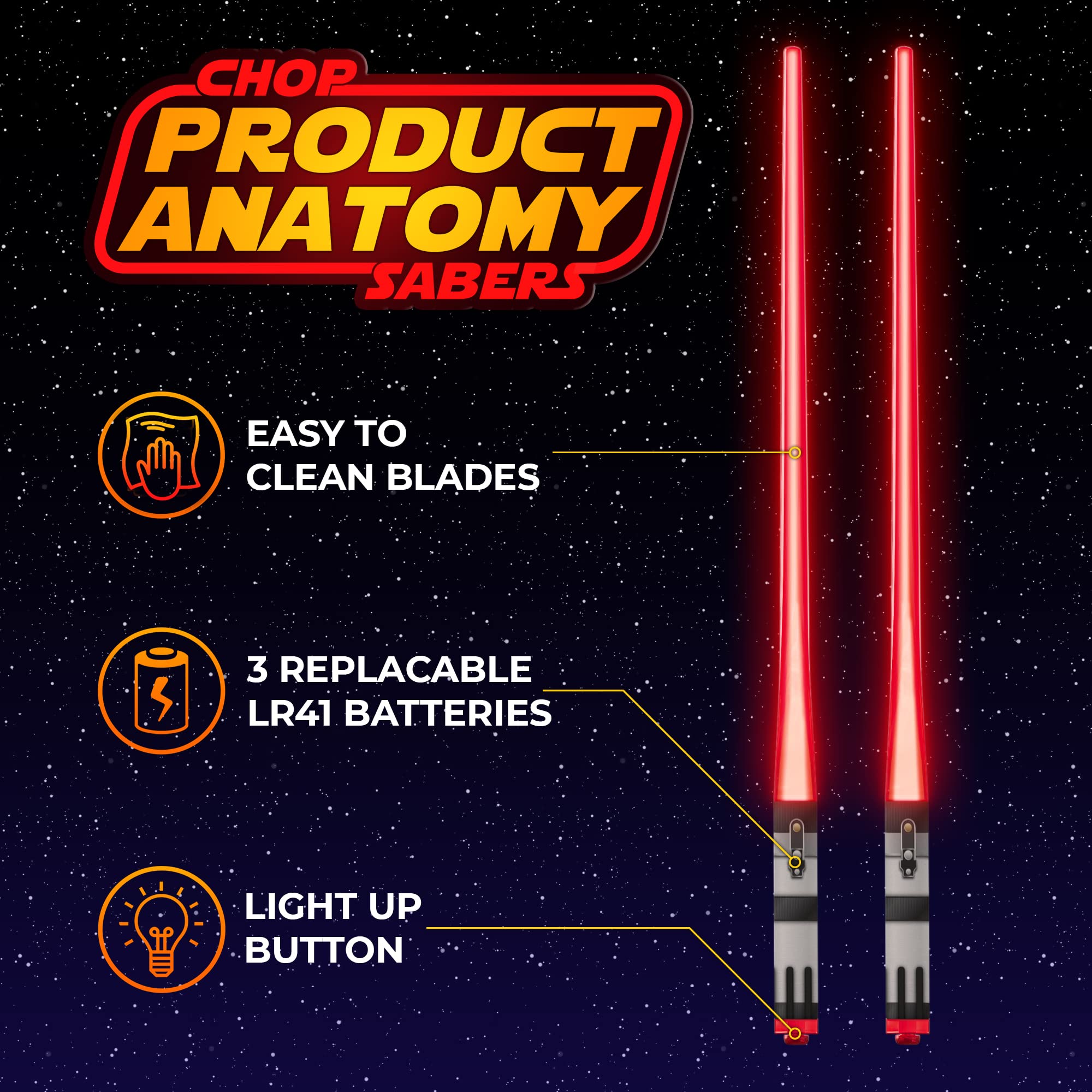 Lightsaber Chopsticks Light Up, Starwars Chopsticks Light Up, Mini Lightsaber, Fun Chop, Cool Chopsticks, Light Saber Chopsticks, Led Chopsticks, 2 PAIRS, Blue Red (Frosted Tips)