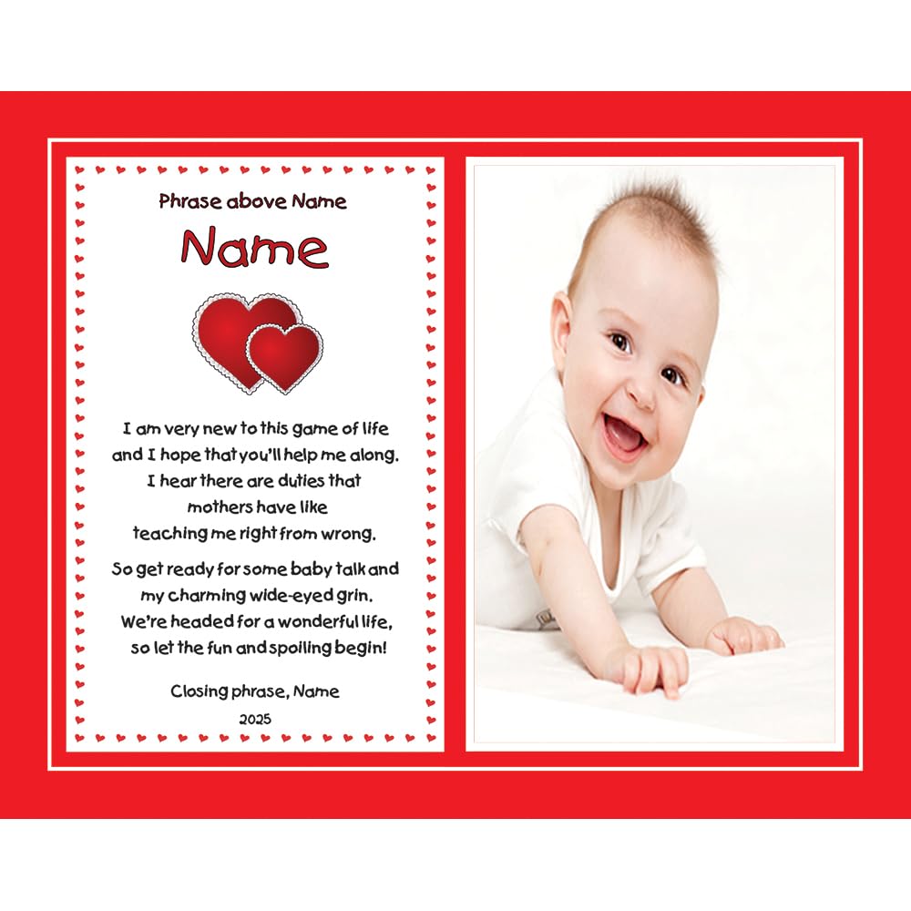 First Valentine's Day Gift, Mommy Poem From Newborn Baby Boy or Girl, 8x10 Inch Print Personalized With Names and Photo