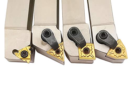 ASZLBYM 3/4'' inch CNC Lathe Indexable Turning Tool Holder with Nickel Plated,CNC Heavy-Duty Metal Lathe Bit Set with Tin Coated Carbide Turning Inserts WNMG431 CNMG431 TNMG331 16ER AG60