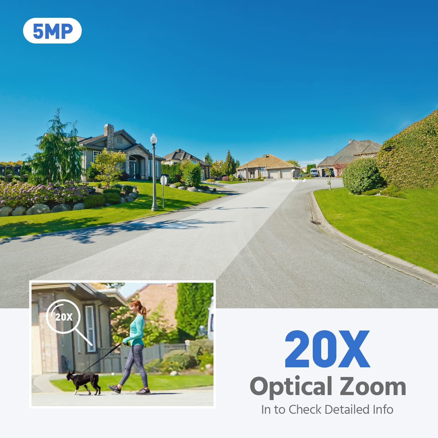 ANNKE 5MP PTZ Outdoor Security Camera, 20X Optical Zoom Auto Tracking, 2.4GHZ WiFi Security Camera with AI Human Detection, Color Night Vision, Two Way Talk, Up to 128GB SD Card(Not Included)