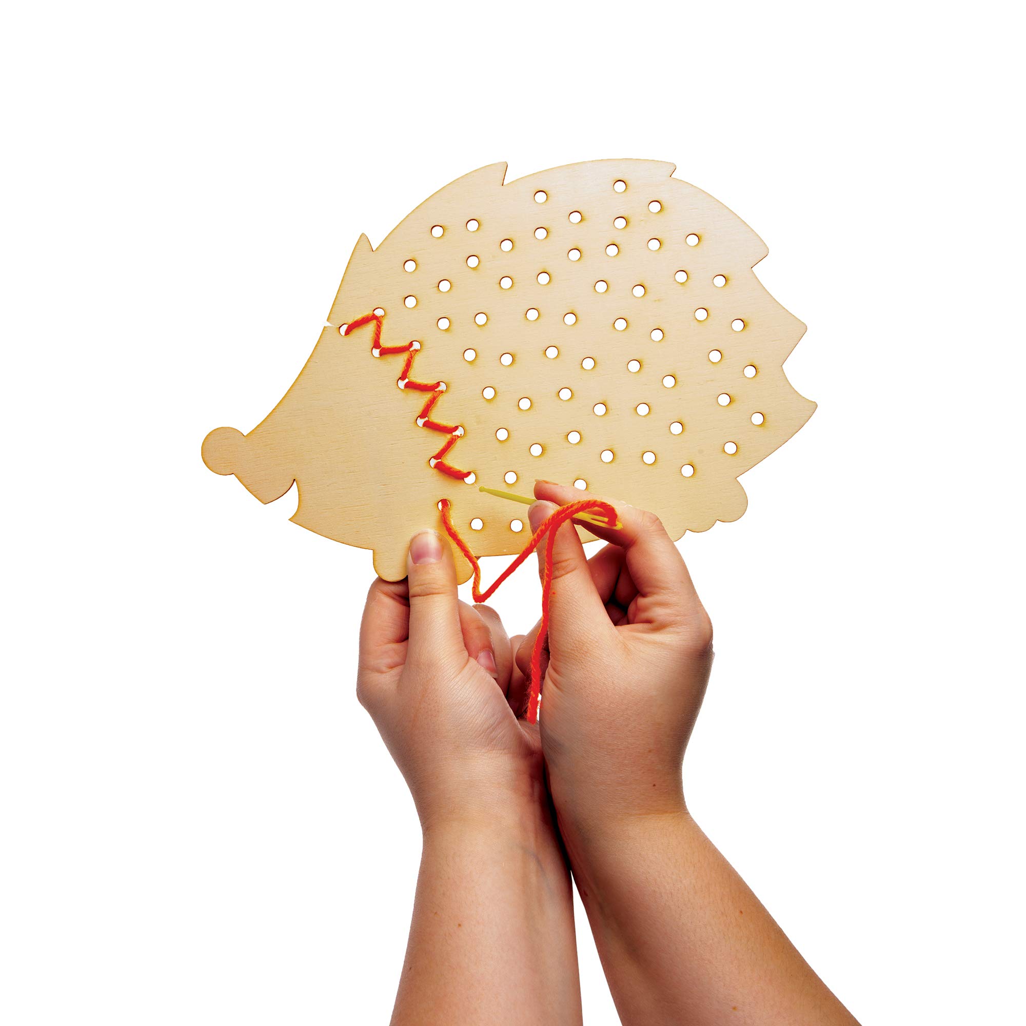 Baker Ross AW934 Hedgehog Wooden Threading Kits - Pack Of 4, Arts And Crafts For Kids, Assorted