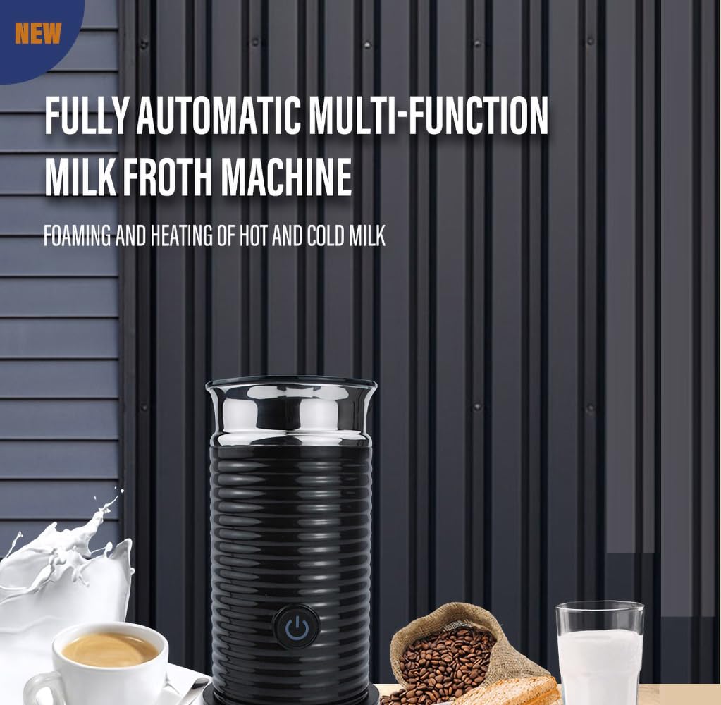 Milk frothing machine,Automatic milk frother,Electric for Hot & Cold Froth, Froth Or Heat Milk,Multifunctional milk frother,Automatic off & Easy Cleaning, Silent Operation (black)