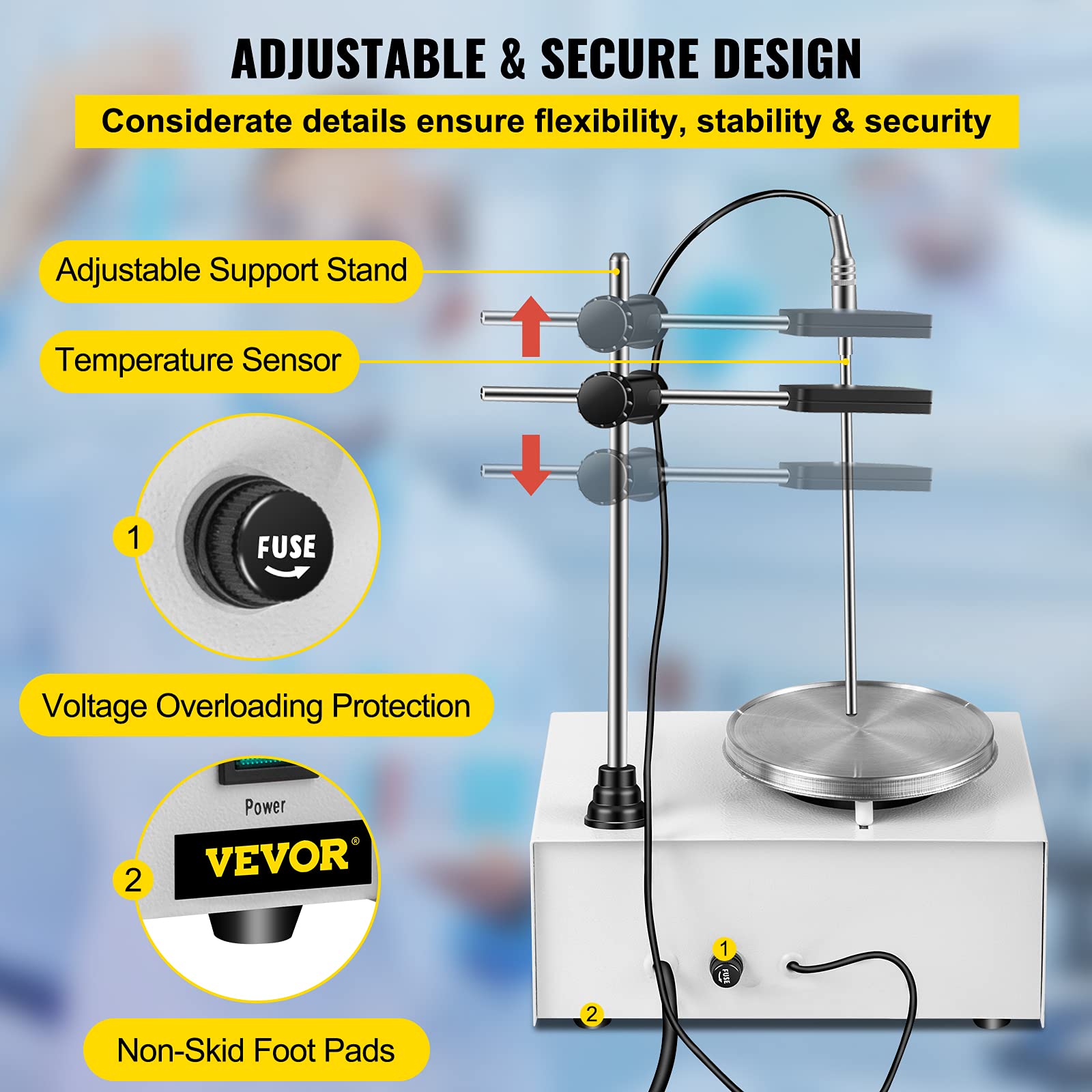 Vevor Magnetic Stirrer,200W, 2000RPM,with Digital Temperature Display & Speed Adjusting, Magnetic Mixer with Hotplate 110V Magnetic Stirring Mixer 85-2,1000ML: Industrial & Scientific